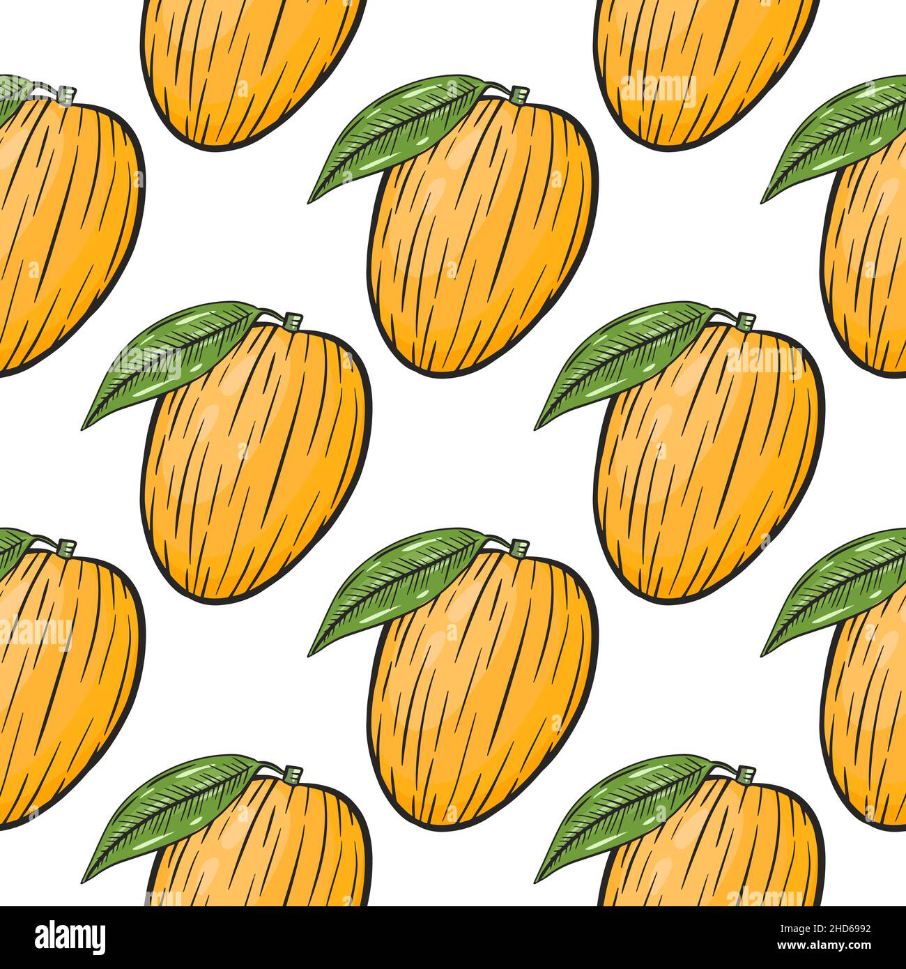 Mango juicy colorful fruit seamless pattern vector illustration Stock ...