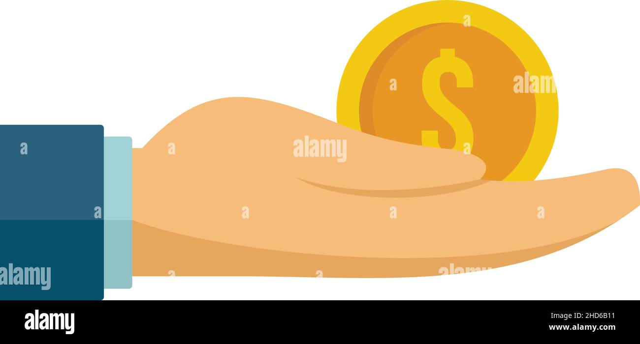 Hand coin bribery icon. Flat illustration of hand coin bribery vector ...