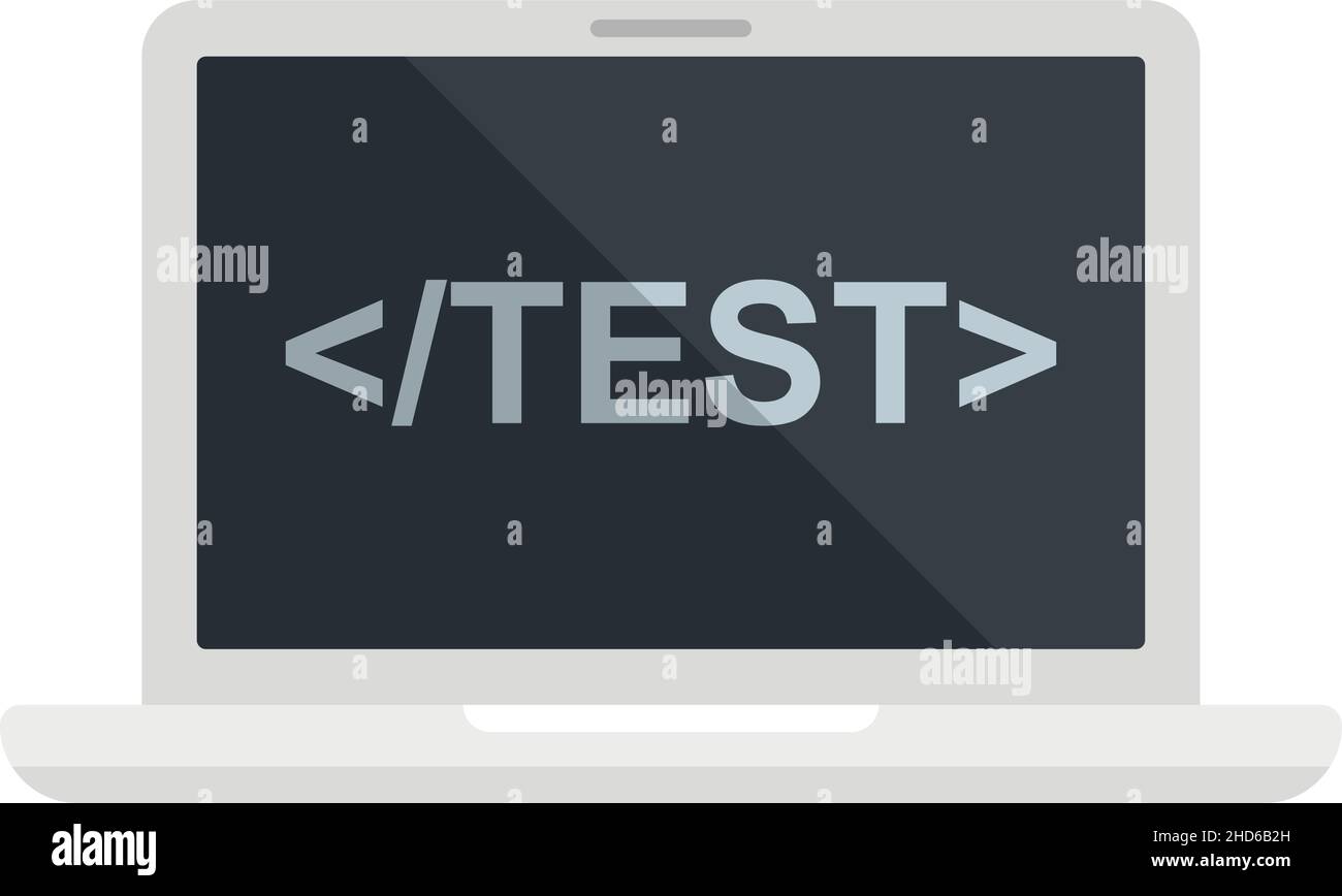 Test laptop icon. Flat illustration of test laptop vector icon isolated ...