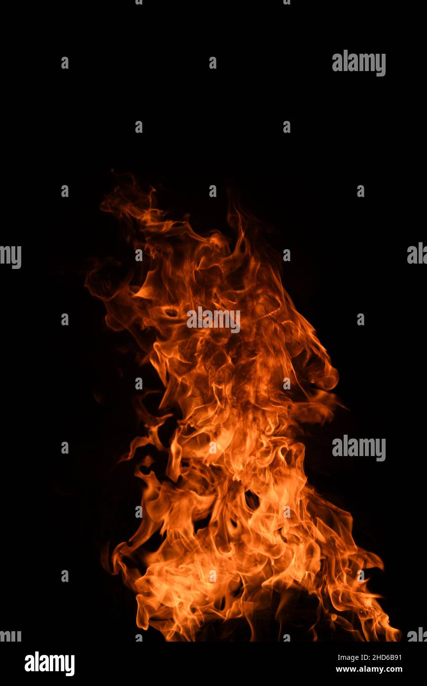 Fire blaze flames on black background. Fire burn flame isolated ...