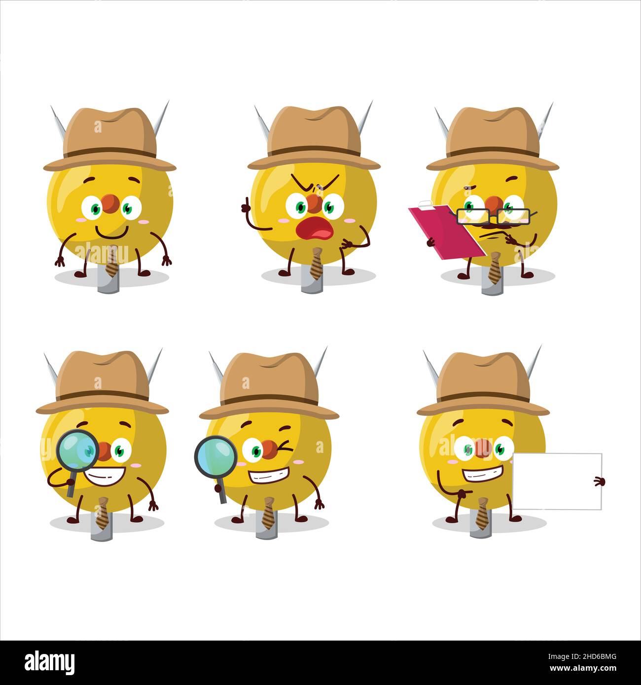 Detective term stationery cute cartoon character holding magnifying ...