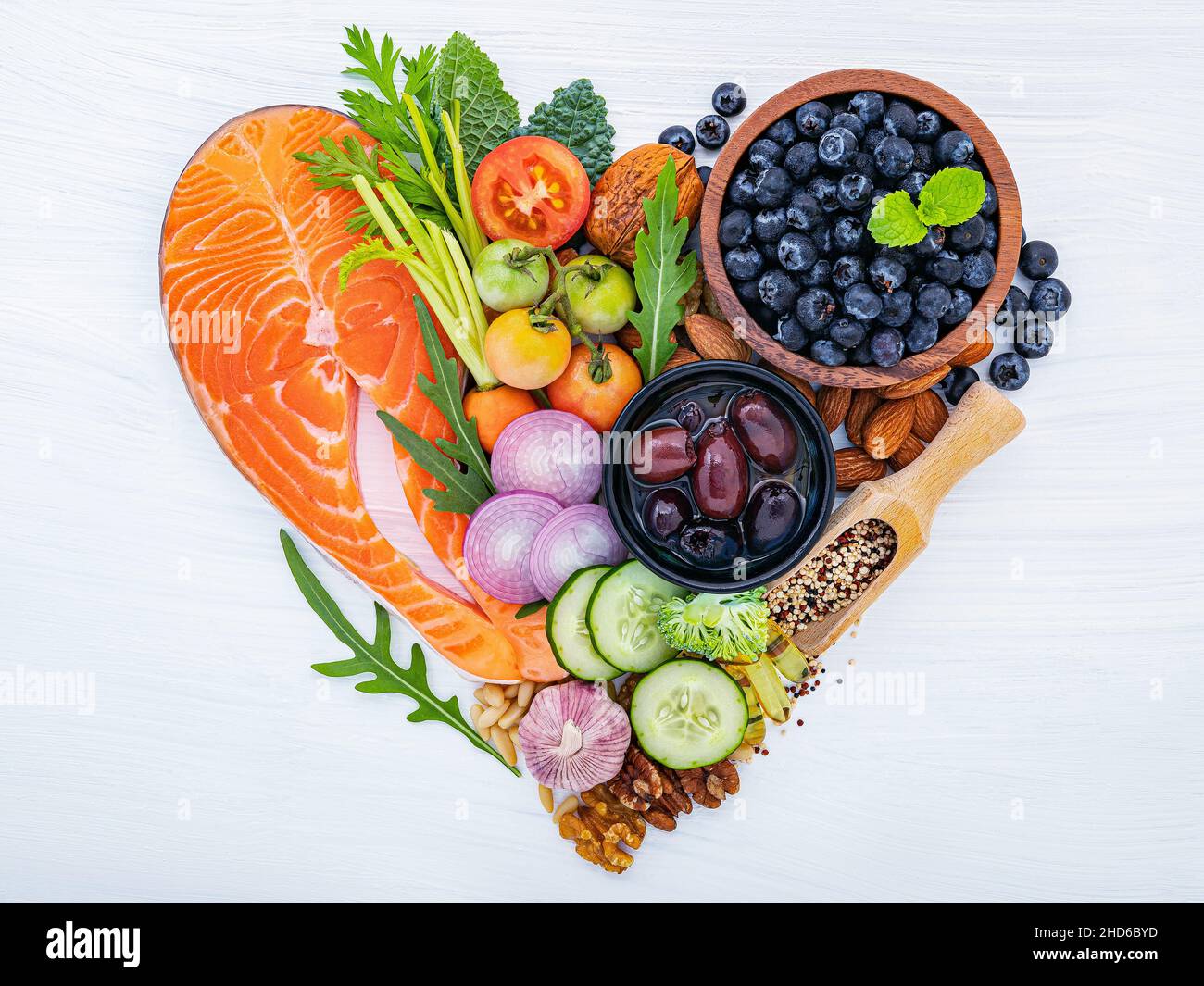 Heart shape of ketogenic low carbs diet concept. Ingredients for ...