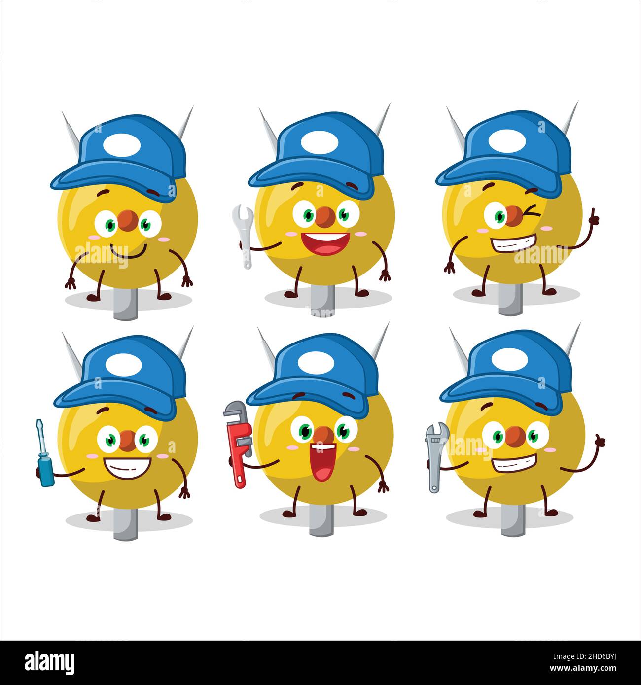 mechanic term stationery cute mascot character with pliers. Vector ...