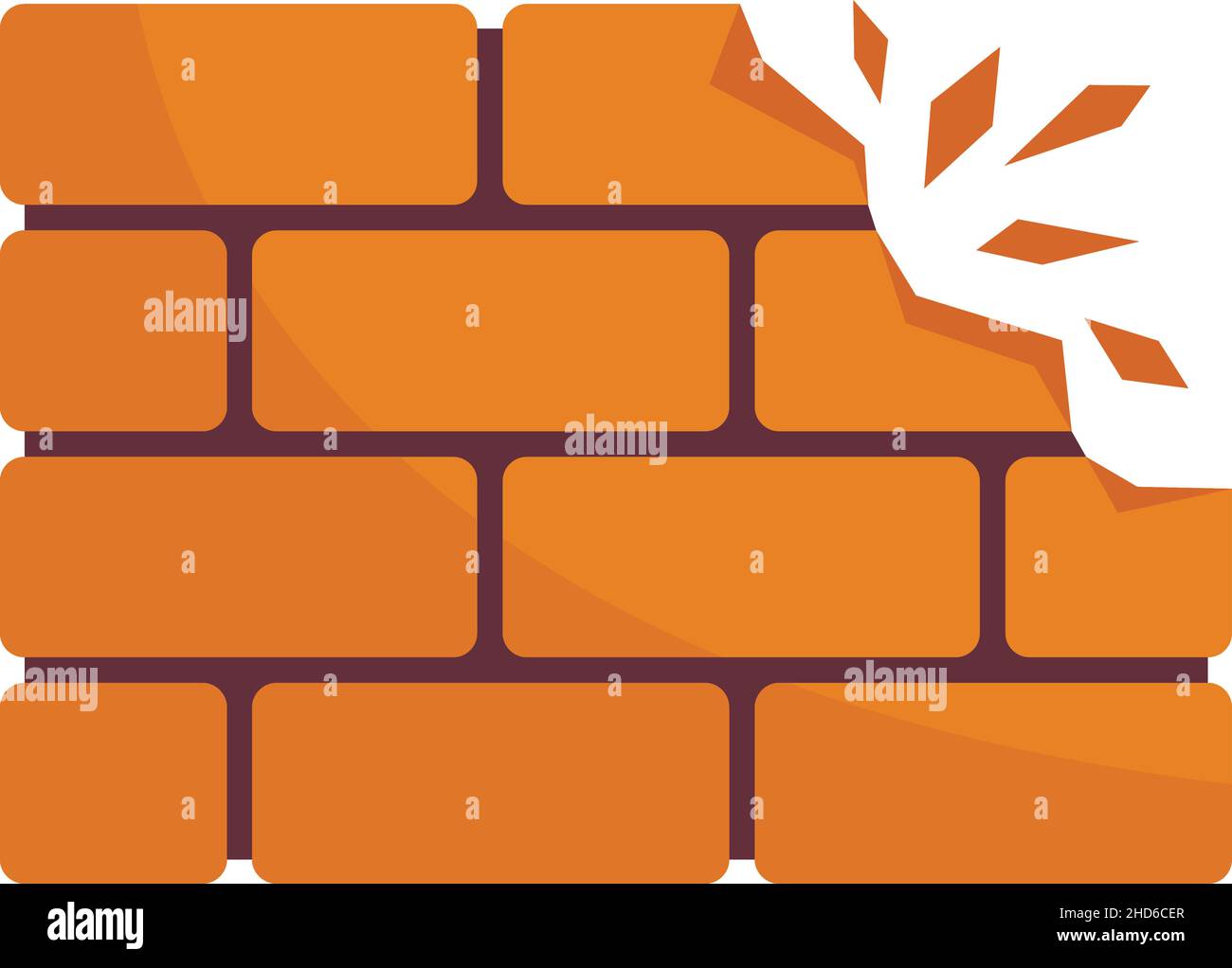 Demolition brick wall icon. Flat illustration of demolition brick wall ...