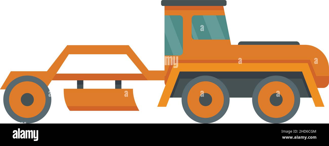 Grader machine tractor icon. Flat illustration of grader machine ...