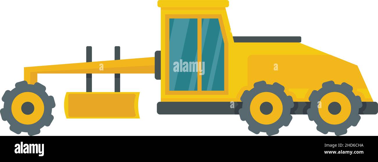 Grader machine vehicle icon. Flat illustration of grader machine ...