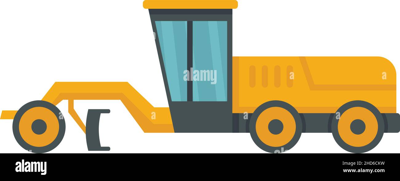 Grader machine road icon. Flat illustration of grader machine road ...