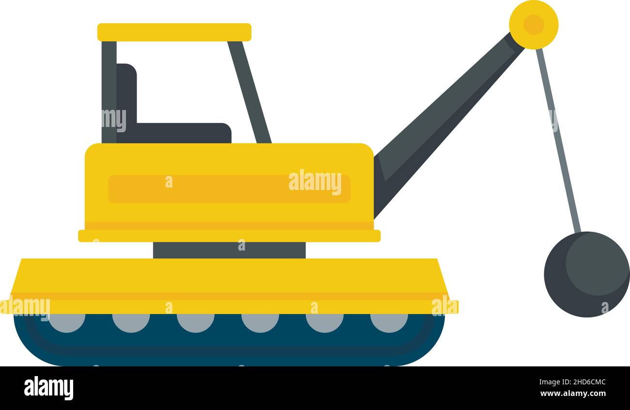 Demolition heavy machine icon. Flat illustration of demolition heavy ...