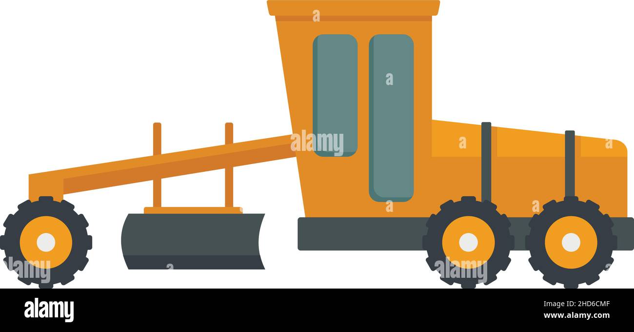Grader machine construction icon. Flat illustration of grader machine ...
