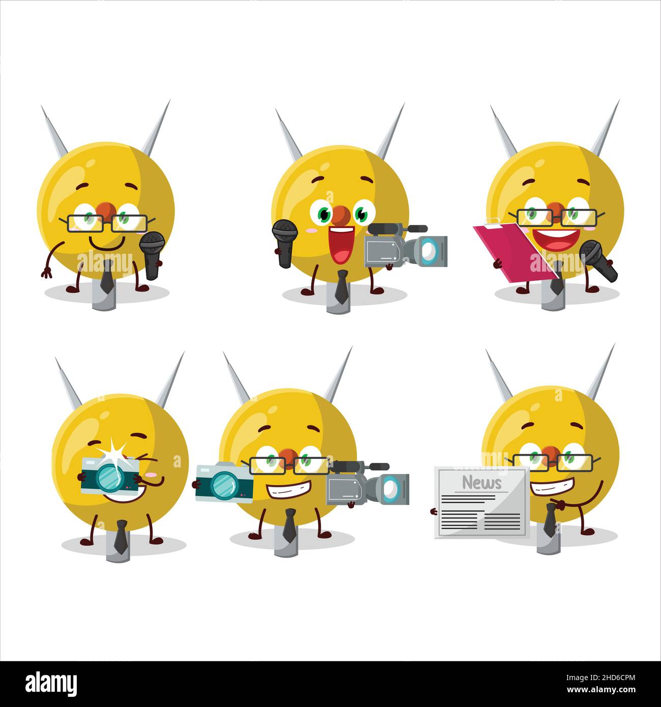Character reporter term stationery cute mascot with microphone. Vector ...