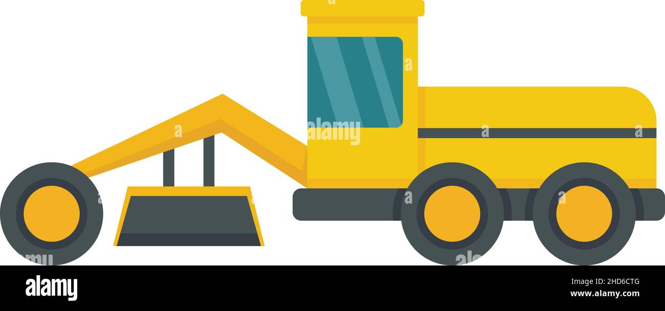 Grader machine building icon. Flat illustration of grader machine ...
