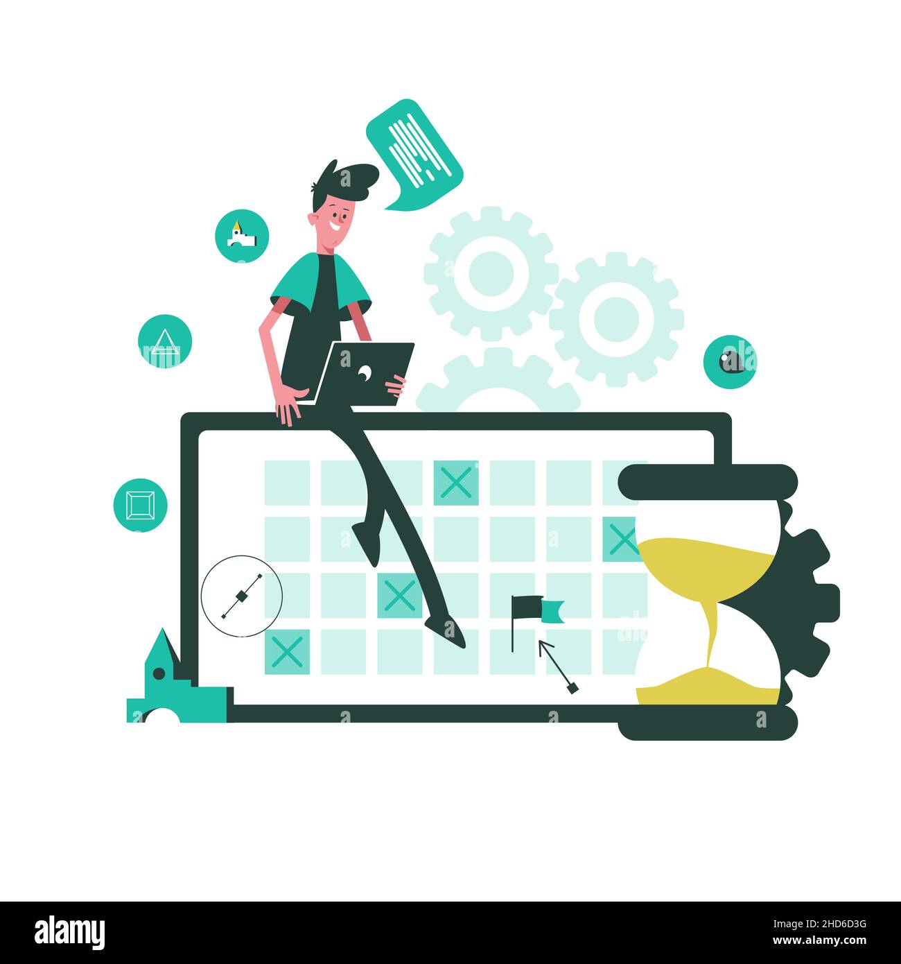 People working with big data, analyzing and auditing business processes ...