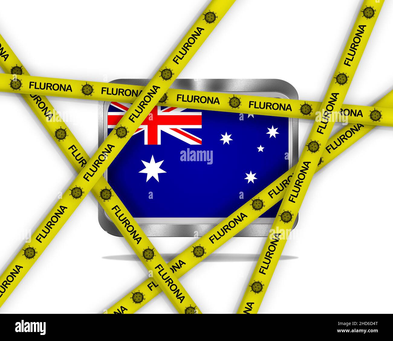 Illustration with a metal Australia flag on white background and yellow ...