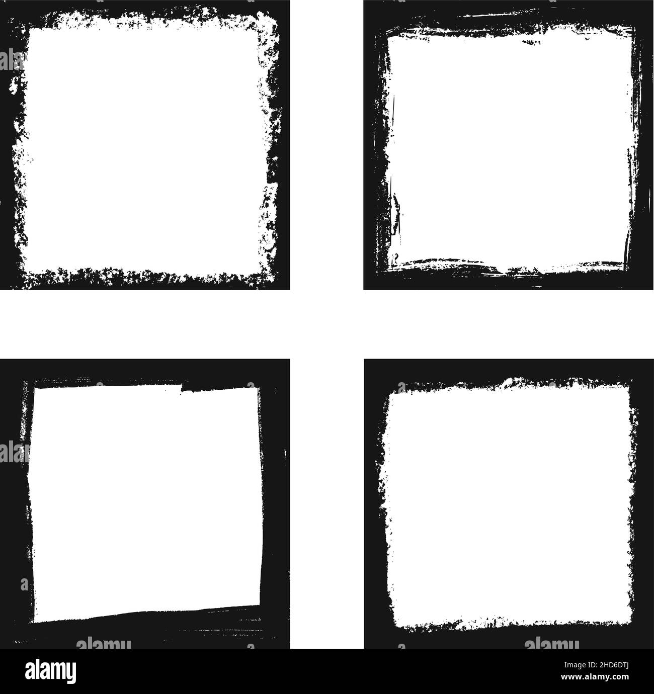 Grunge dirty square frames. Template with brush stroke. Rectangular and ...
