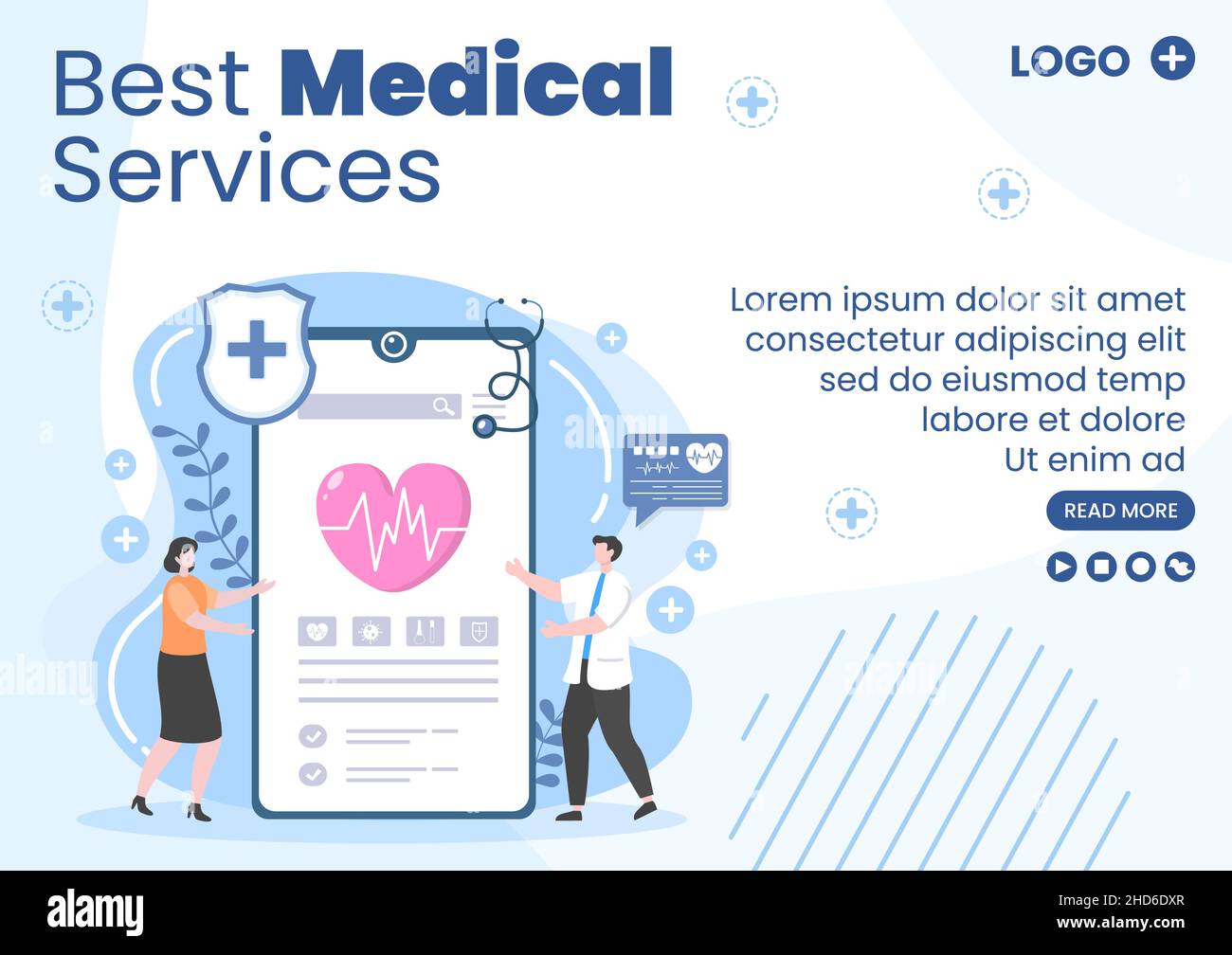 Medical Check up Brochure Template Health care Flat Design Illustration ...