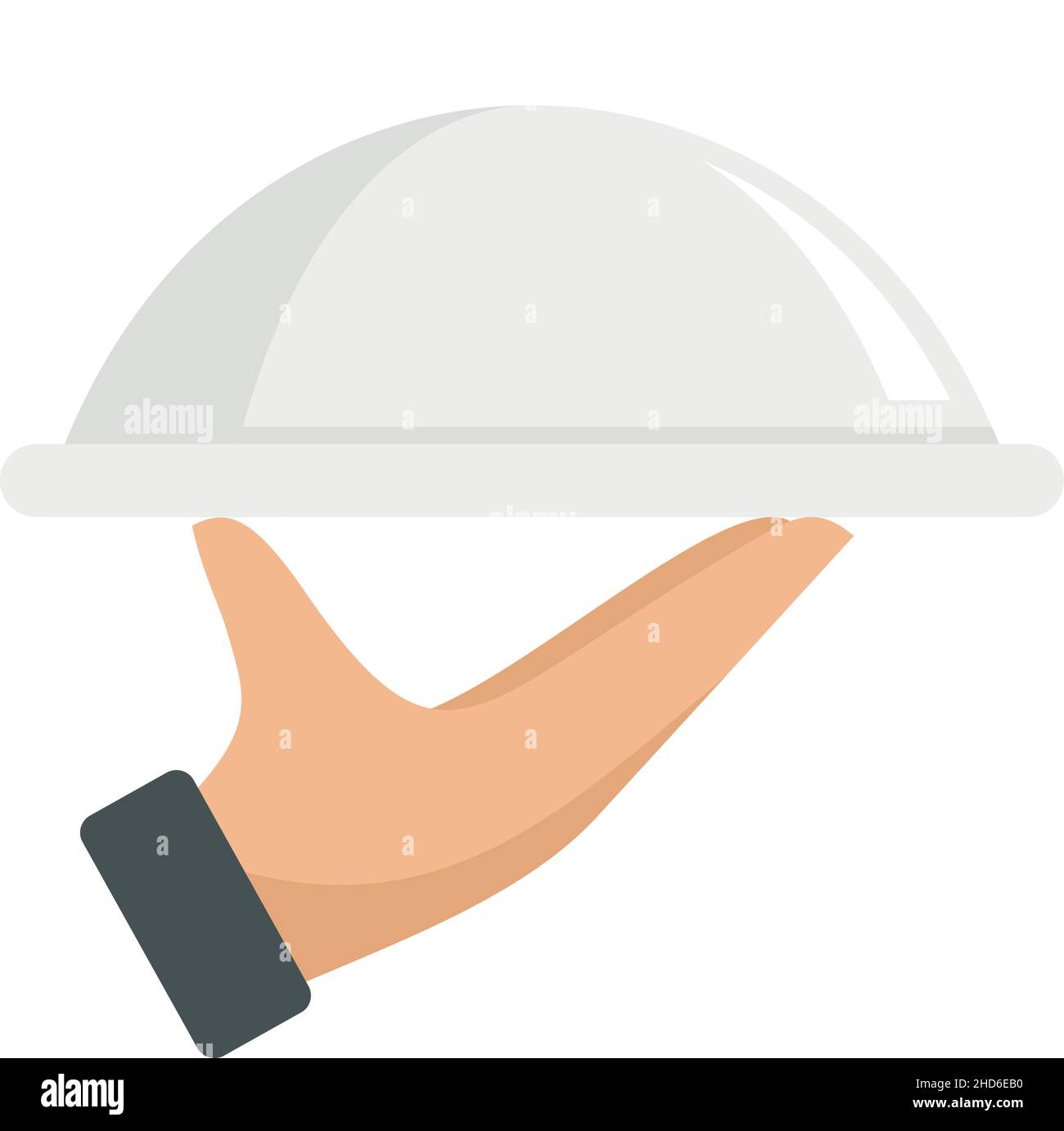 Room service food tray icon. Flat illustration of room service food ...