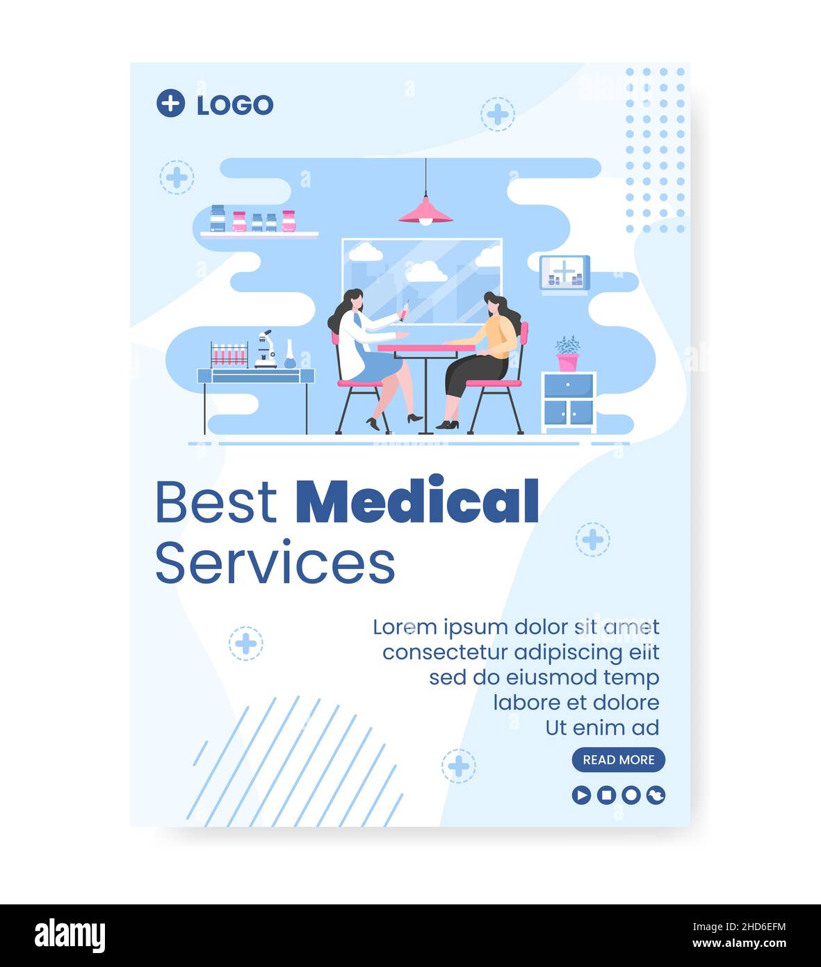 Medical Check up Poster Template Health care Flat Design Illustration ...