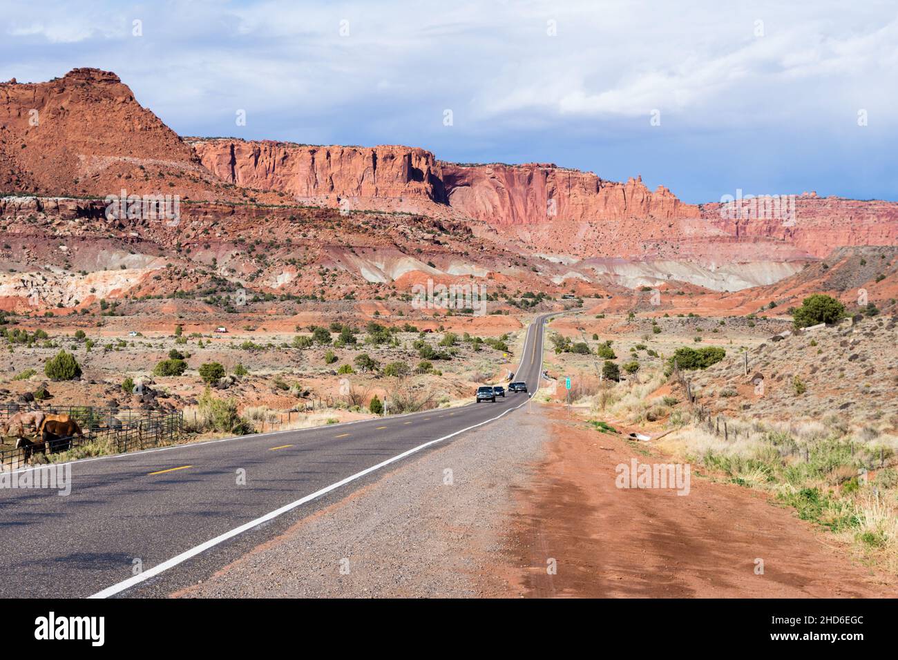 Scenic state route 24 running through Capitol Reef National Park near ...