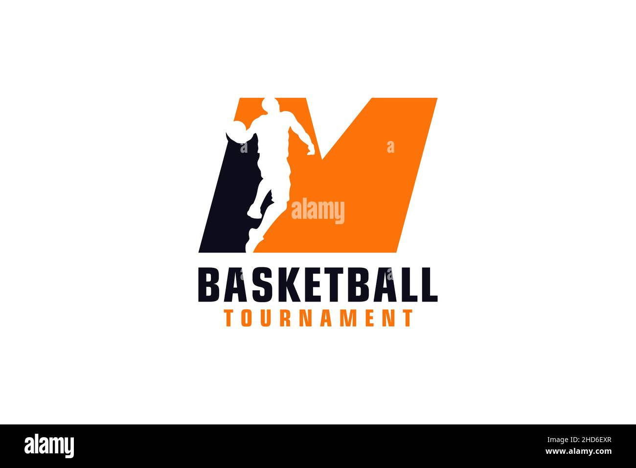 Letter M with Basketball Logo Design. Vector Design Template Elements ...
