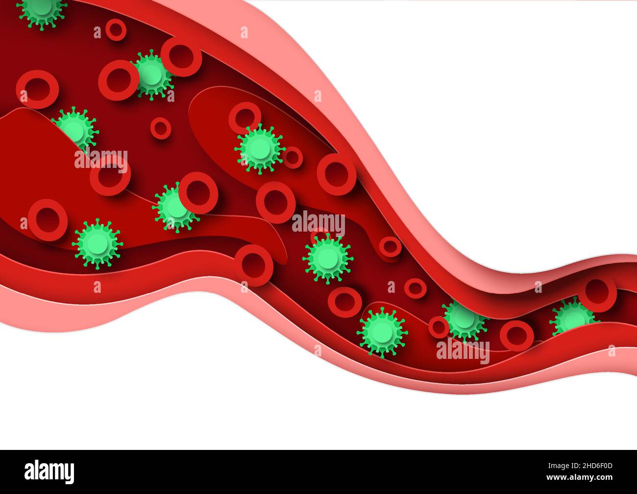 Bacterial or viral infection in blood, vector paper cut illustration ...