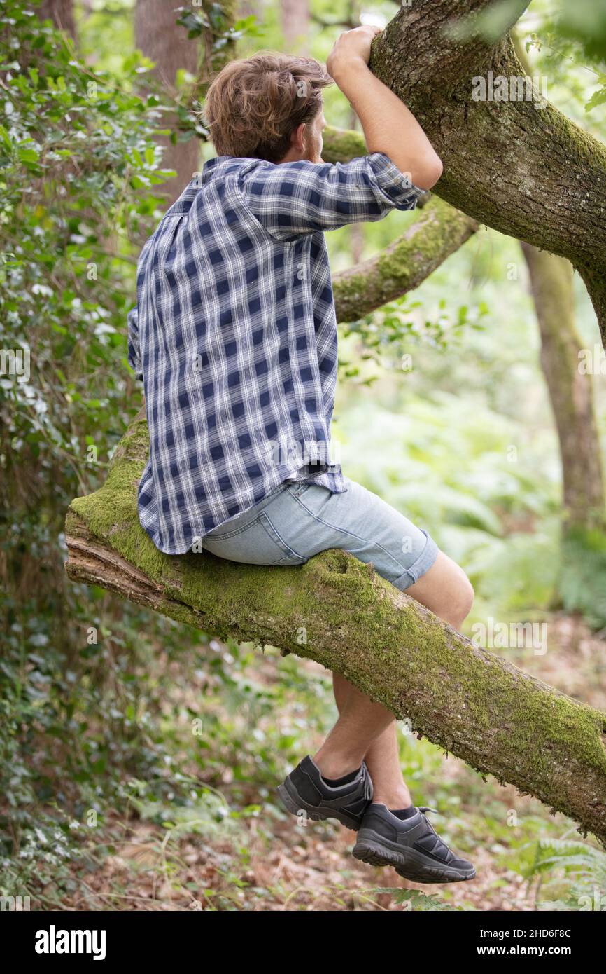 a man hugging tree bark Stock Photo - Alamy