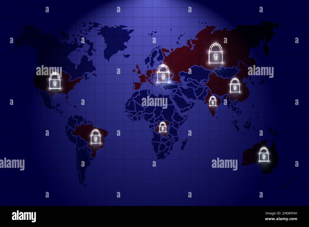 Coronavirus pandemic world map, glowing locks, vector illustration ...