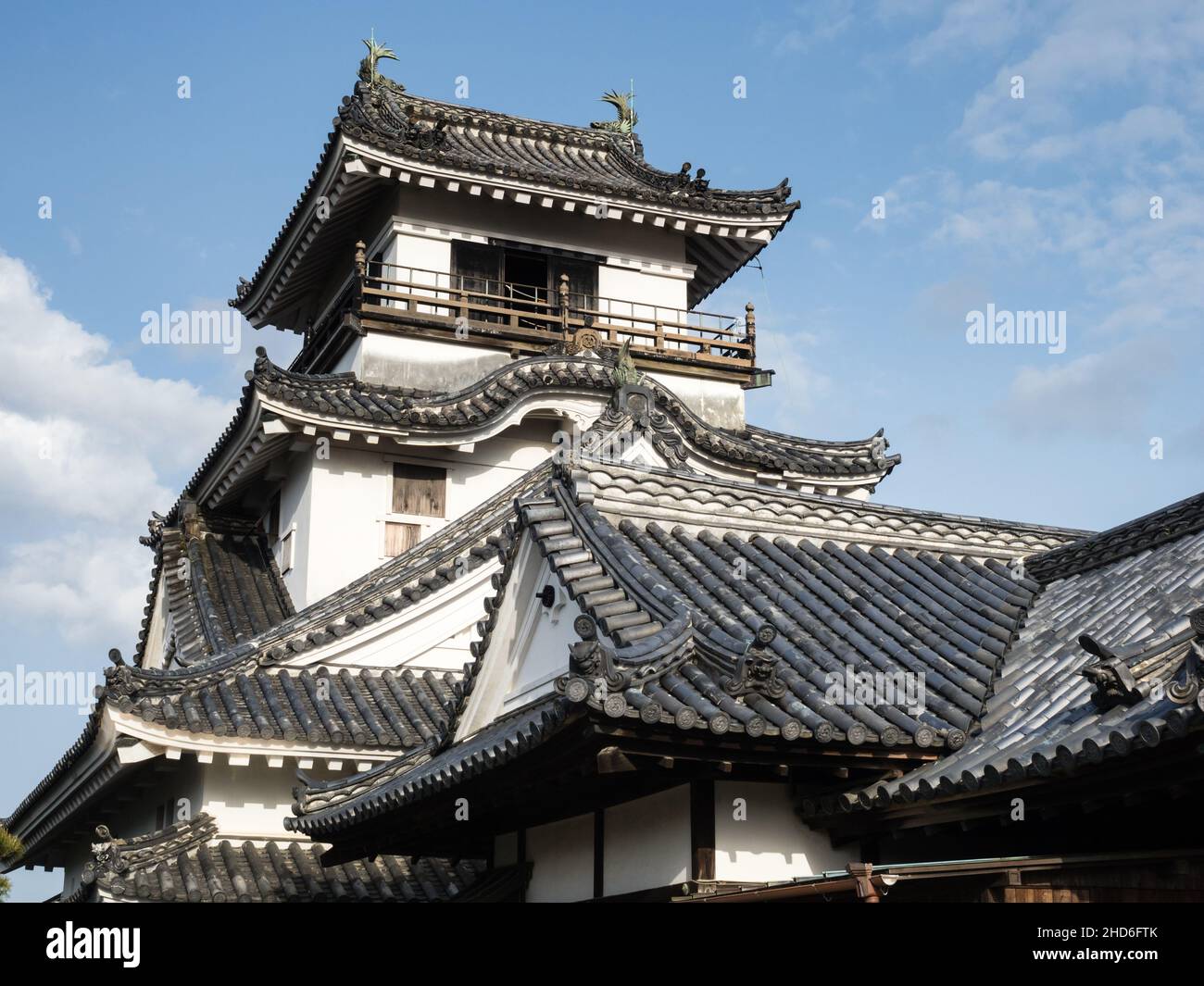 Kochi, Japan - April 6, 2018: Main tower of Kochi castle, one of the 12 ...