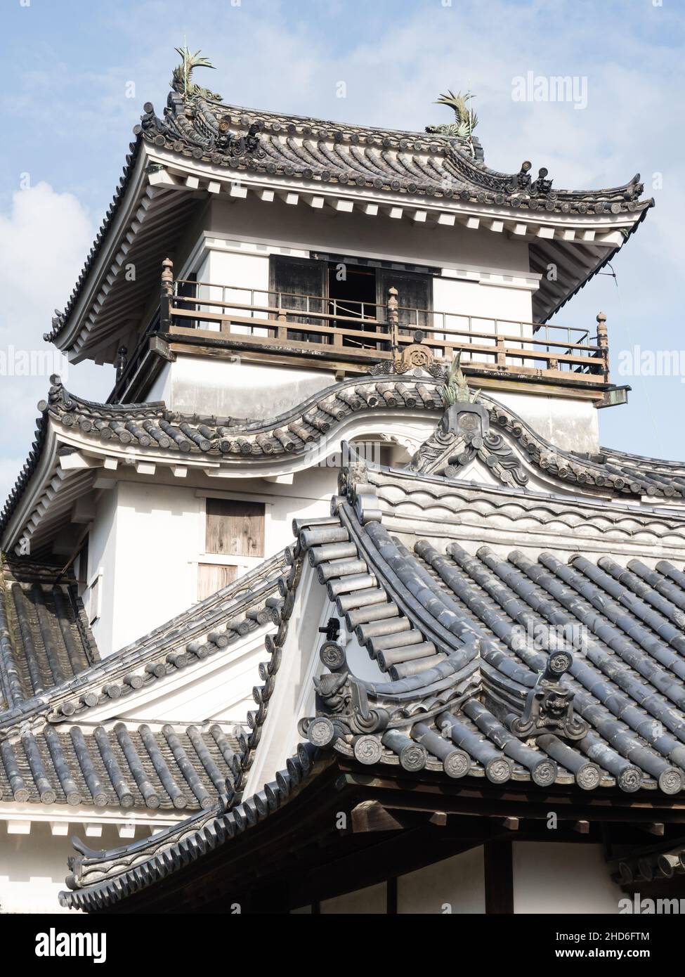 Kochi, Japan - April 6, 2018: Main tower of Kochi castle, one of the 12 ...