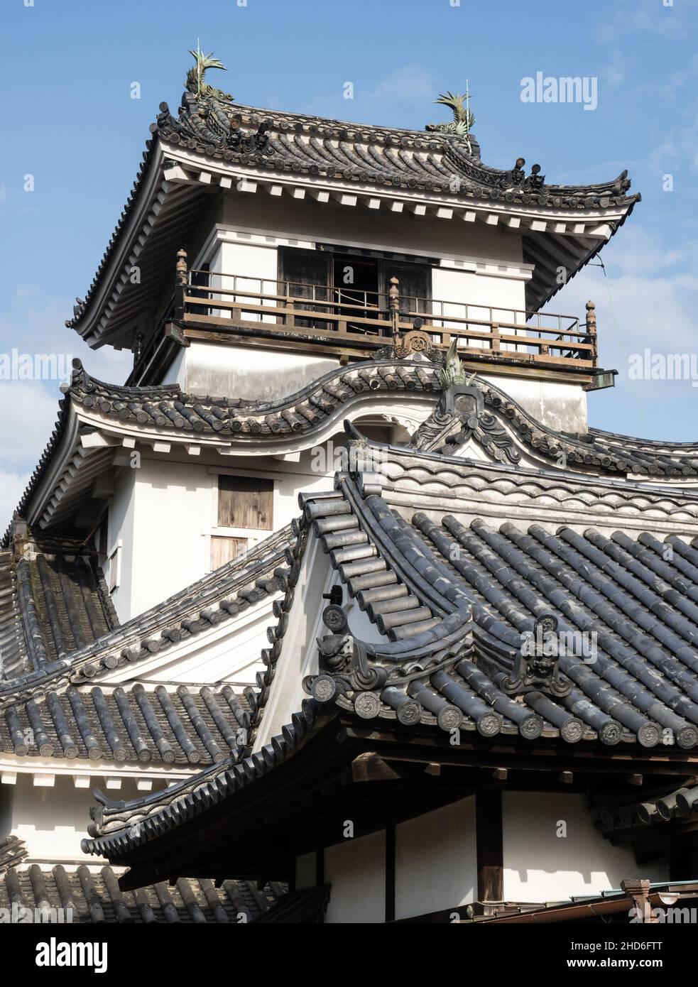 Kochi, Japan - April 6, 2018: Main tower of Kochi castle, one of the 12 ...