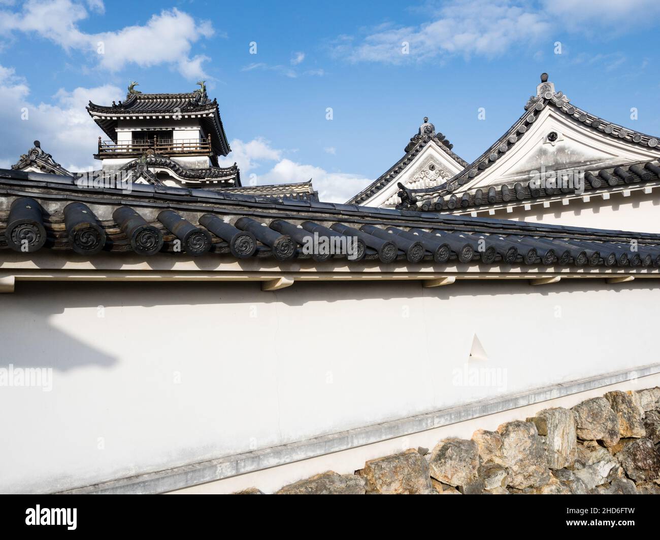 Kochi, Japan - April 6, 2018: White walls and towers of Kochi castle ...