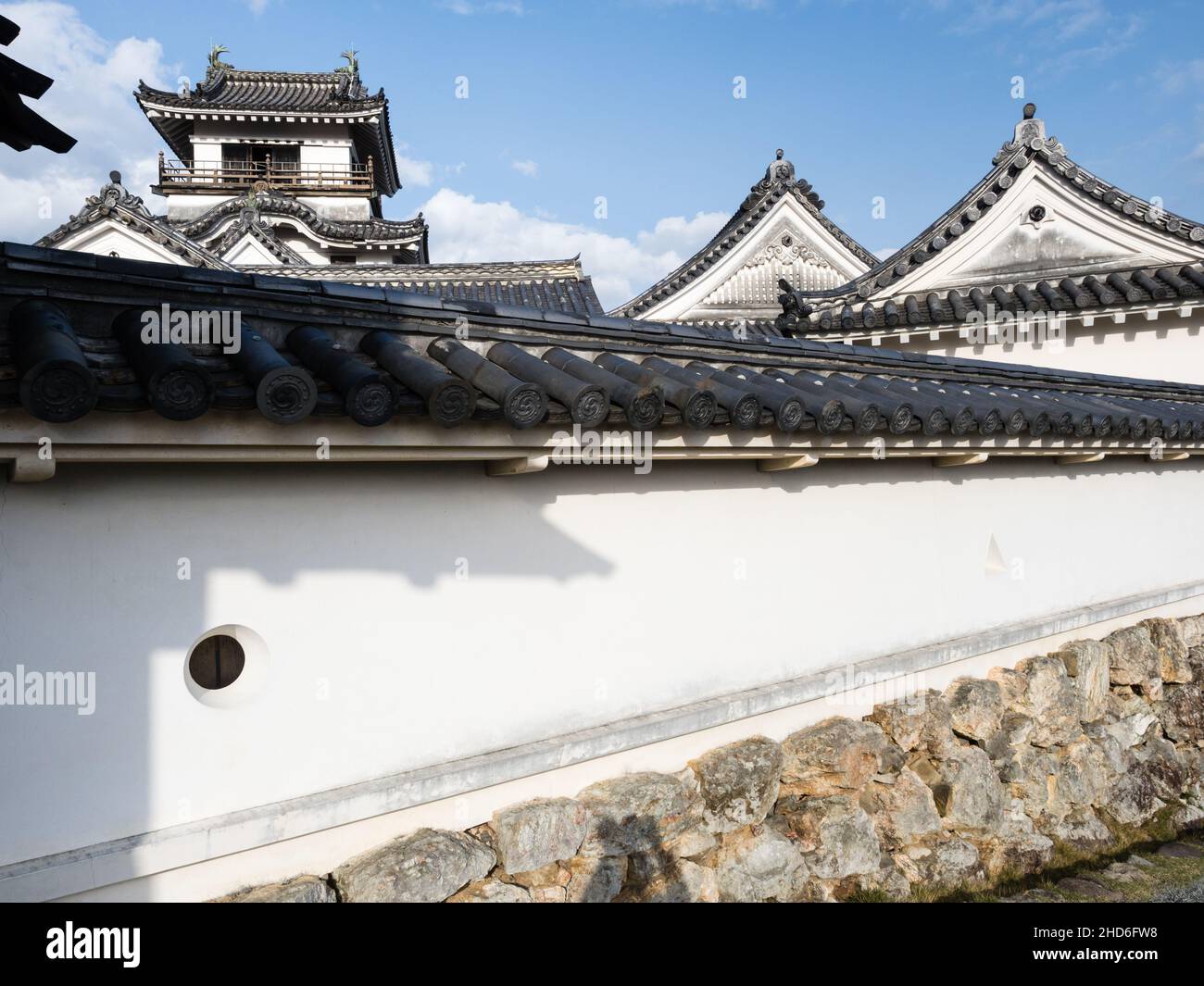 Kochi, Japan - April 6, 2018: White walls and towers of Kochi castle ...