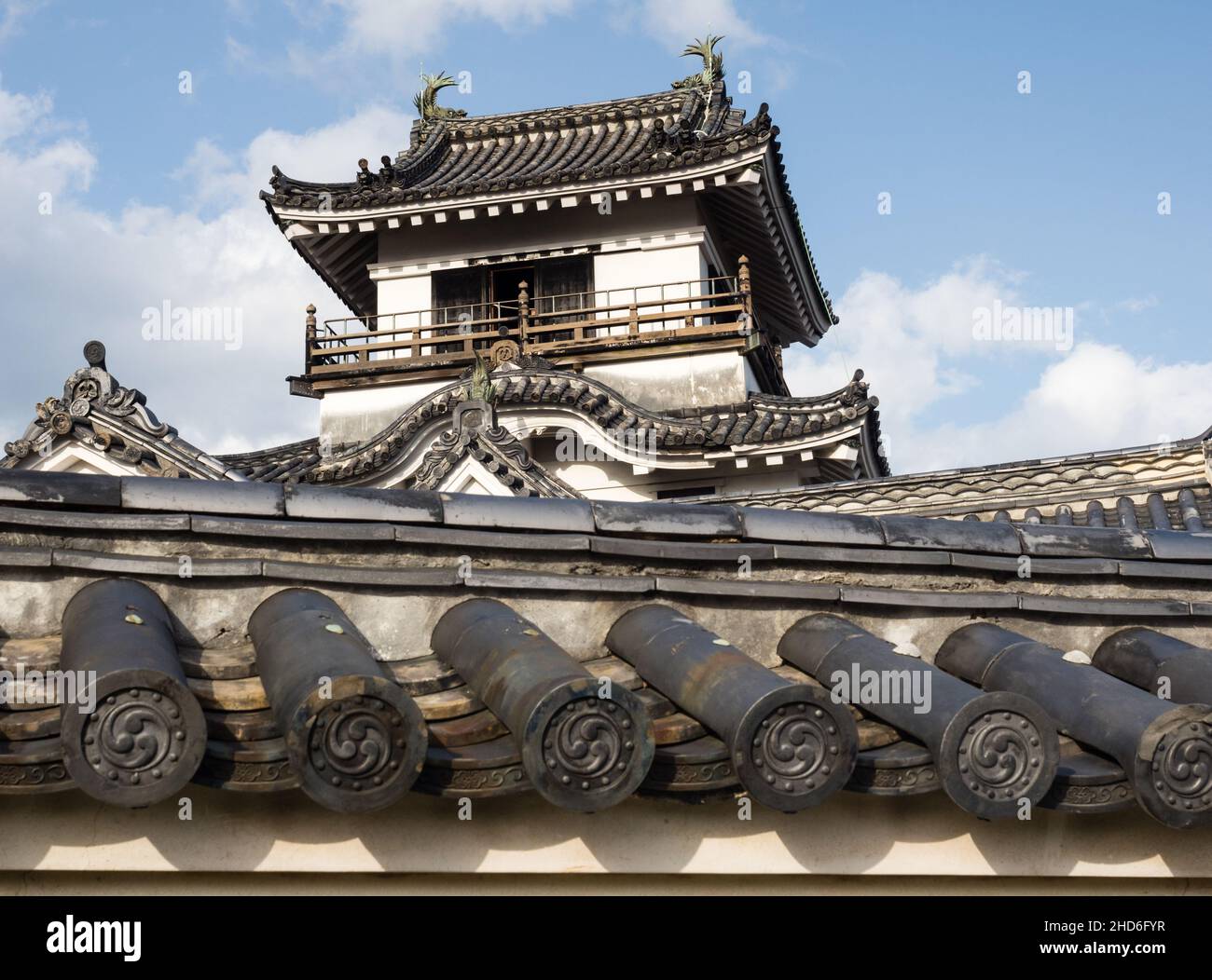 Kochi, Japan - April 6, 2018: Main tower of Kochi castle, one of the 12 ...