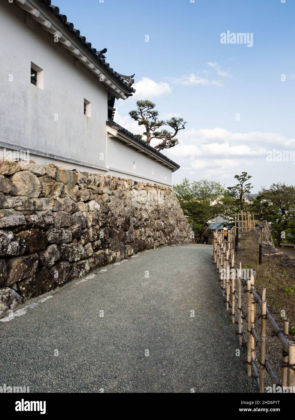 Kochi, Japan - April 6, 2018: The walls of Kochi castle, one of the 12 ...
