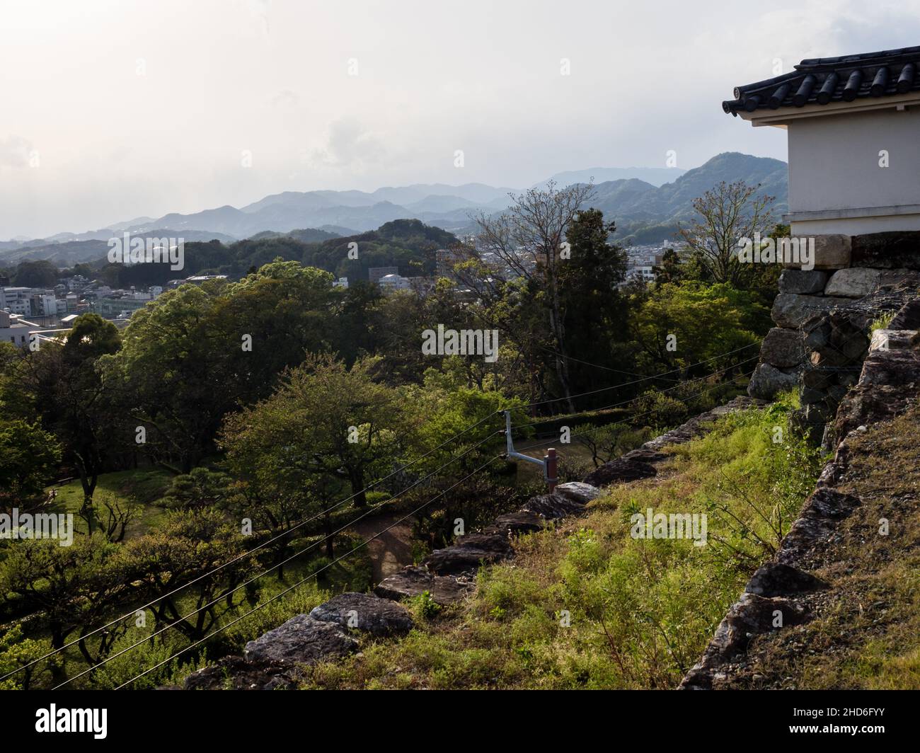 Kochi, Japan - April 6, 2018: View from the ramparts of Kochi castle ...