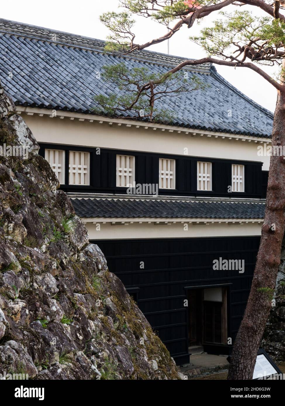 Kochi, Japan - April 7, 2018: Stone wall and entrance gate of Kochi ...