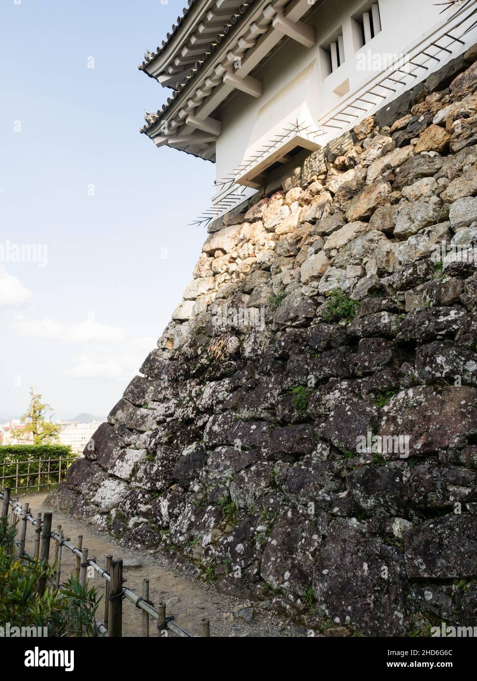 Kochi, Japan - April 7, 2018: The walls of Kochi castle, one of the 12 ...