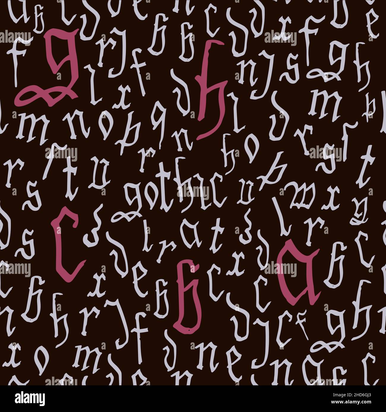 Pattern seamless Gothic style alphabet calligraphy, lettering. European ...
