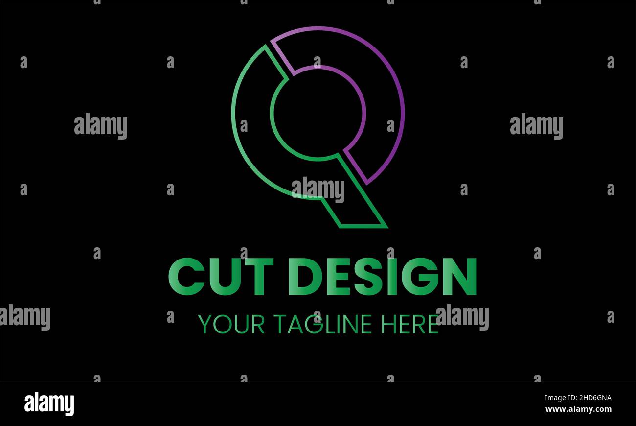 Alphabet q cut shape abstract monogram vector logo template Stock ...