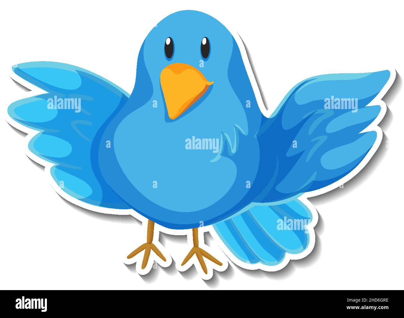 Little blue bird animal cartoon sticker illustration Stock Vector Image ...