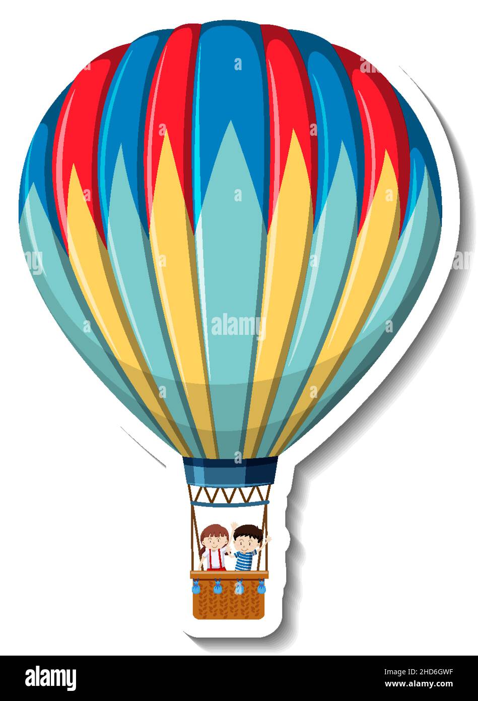 Hot air balloon cartoon sticker illustration Stock Vector Image & Art ...