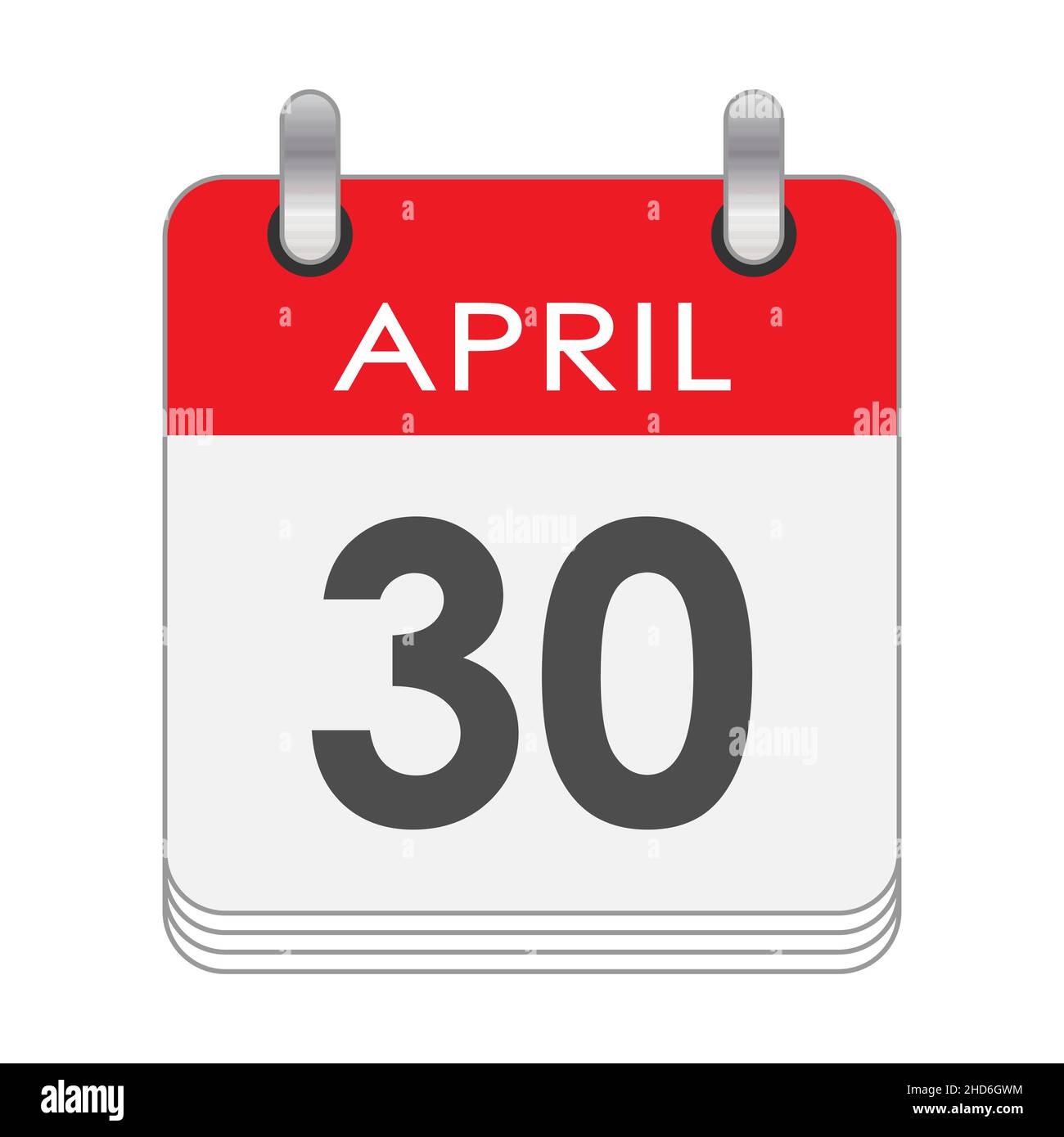 April 30. A leaf of the flip calendar with the date of April 30. Flat ...