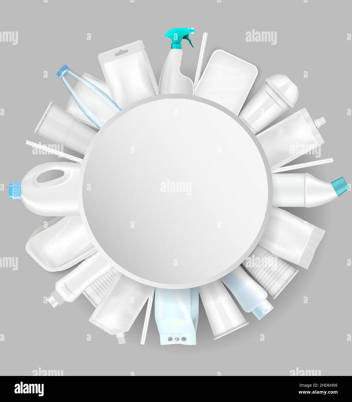 Plastic waste pollution frame, vector illustration. Save environment ...