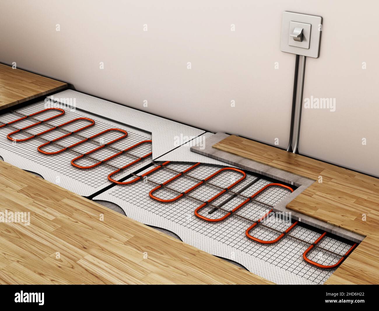 3D illustration of underfloor heating detail. 3D illustration Stock ...