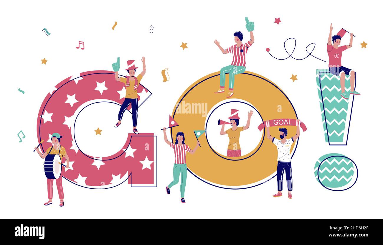 Go, soccer sport competition sign, typography vector banner template ...