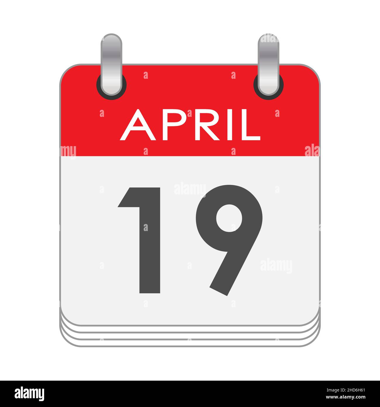 April 19. A leaf of the flip calendar with the date of April 19. Flat ...