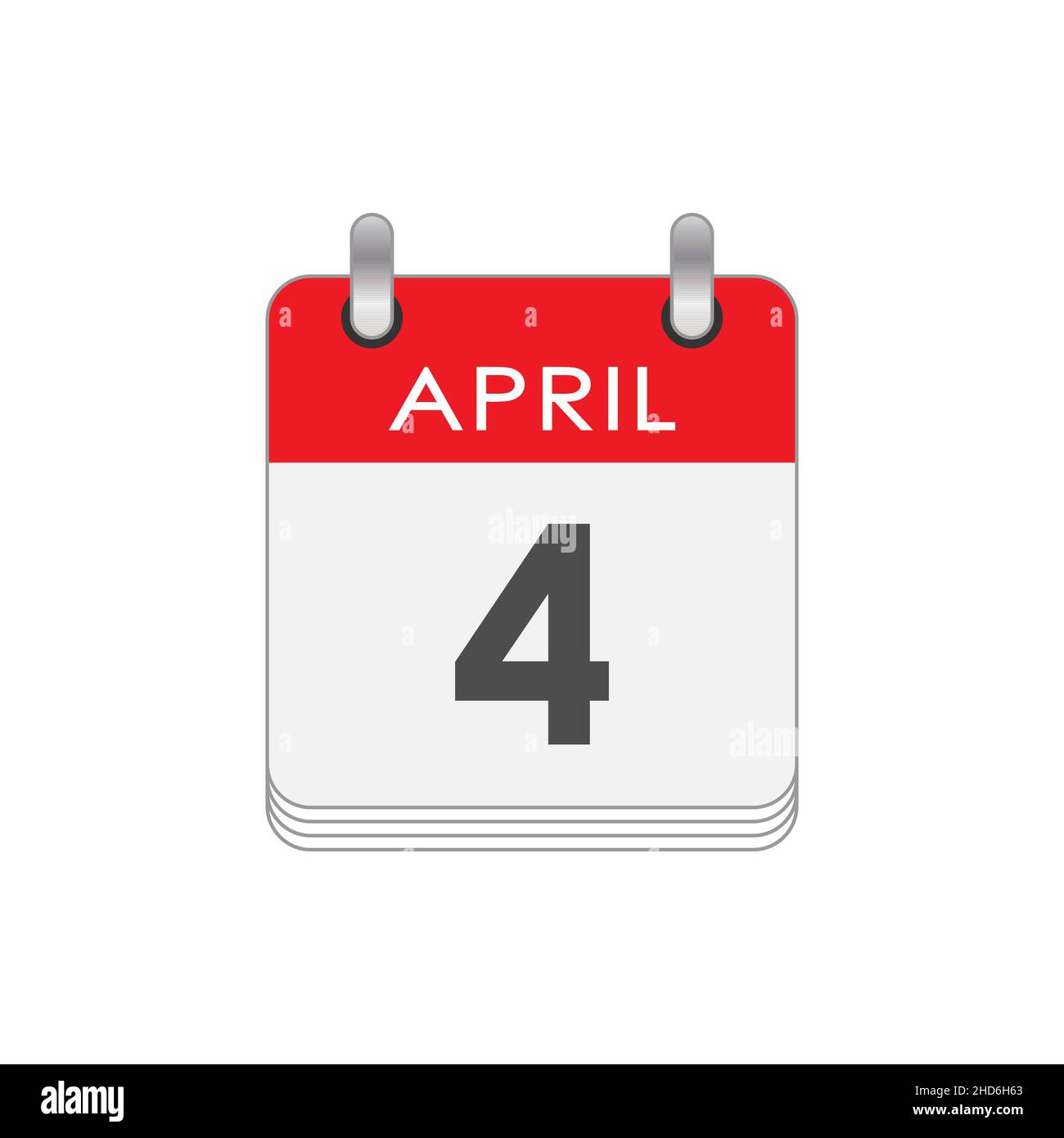 April 4. A leaf of the flip calendar with the date of April 4. Flat ...