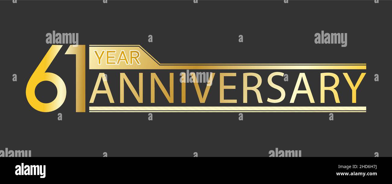 Golden congratulatory inscription 61 year anniversary. Decorative ...