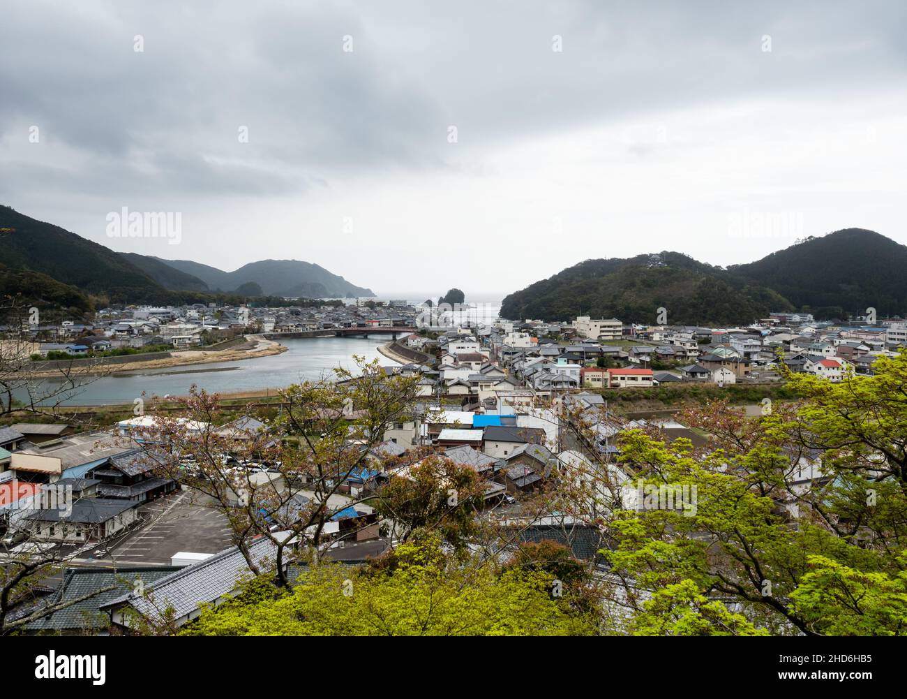 View of Hiwasa town and harbor from Yakuoji, temple number 23 of ...