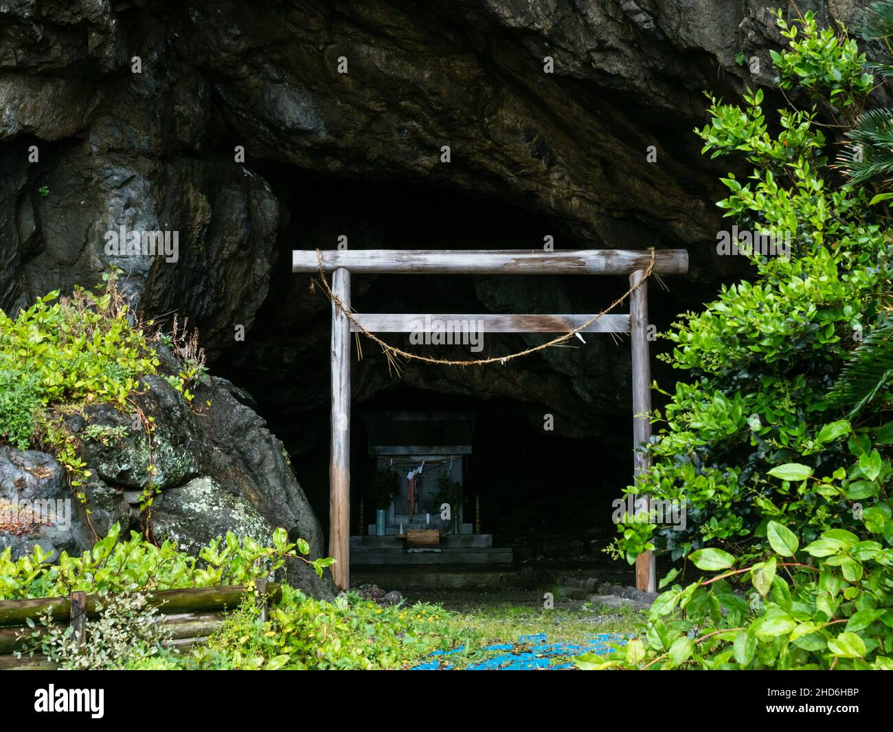 Mikurodo cave on cape Muroto, where the famous buddhist monk Kukai is ...