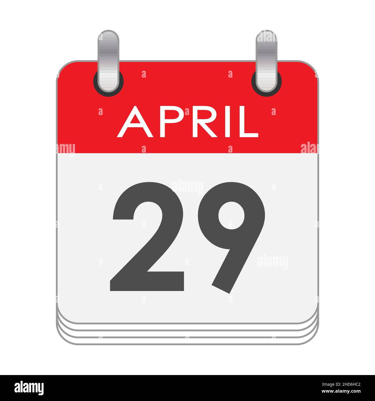 April 29. A leaf of the flip calendar with the date of April 29. Flat ...